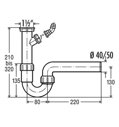 Viega siphon tubulaire 6/4" x 40 mm - pour évier, plastique ...